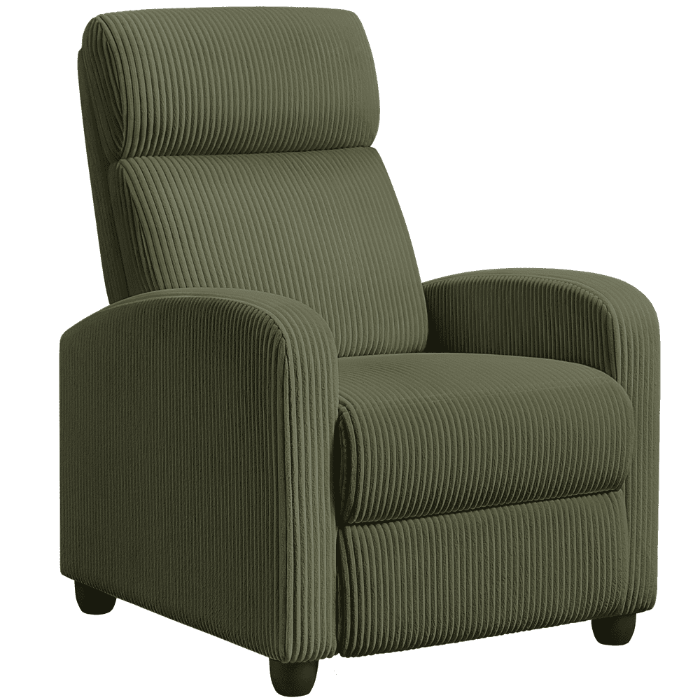 Yaheetech Corduroy Recliner Chair with Pocket Springs, Dark Green ...