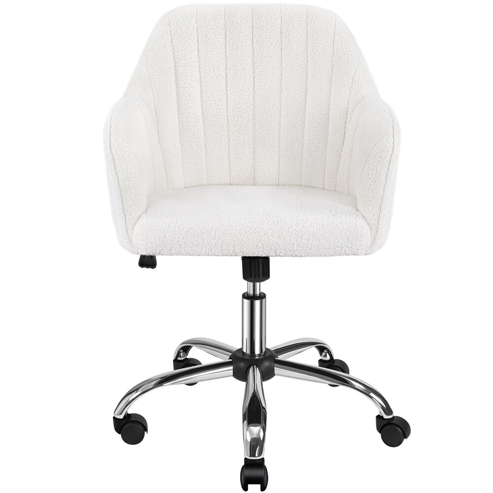 Yaheetech Desk Chair Height-Adjustable Swivel Computer Chair Ivory ...