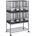 Yaheetech Double Stackable Wide Bird Cage with Rolling Stand,Hammered ...