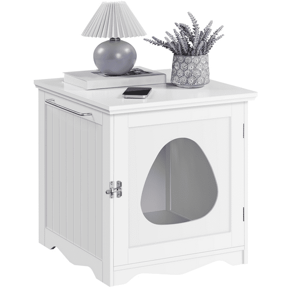 Yaheetech Cat Furniture Enclosed Litter Box & Side Table, Durable MDF ...