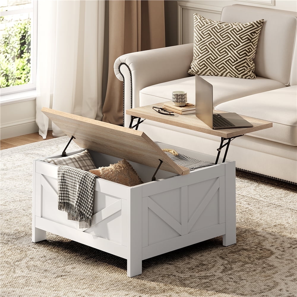 Yaheetech Farmhouse Square Lift Top Coffee Table with Hidden ...