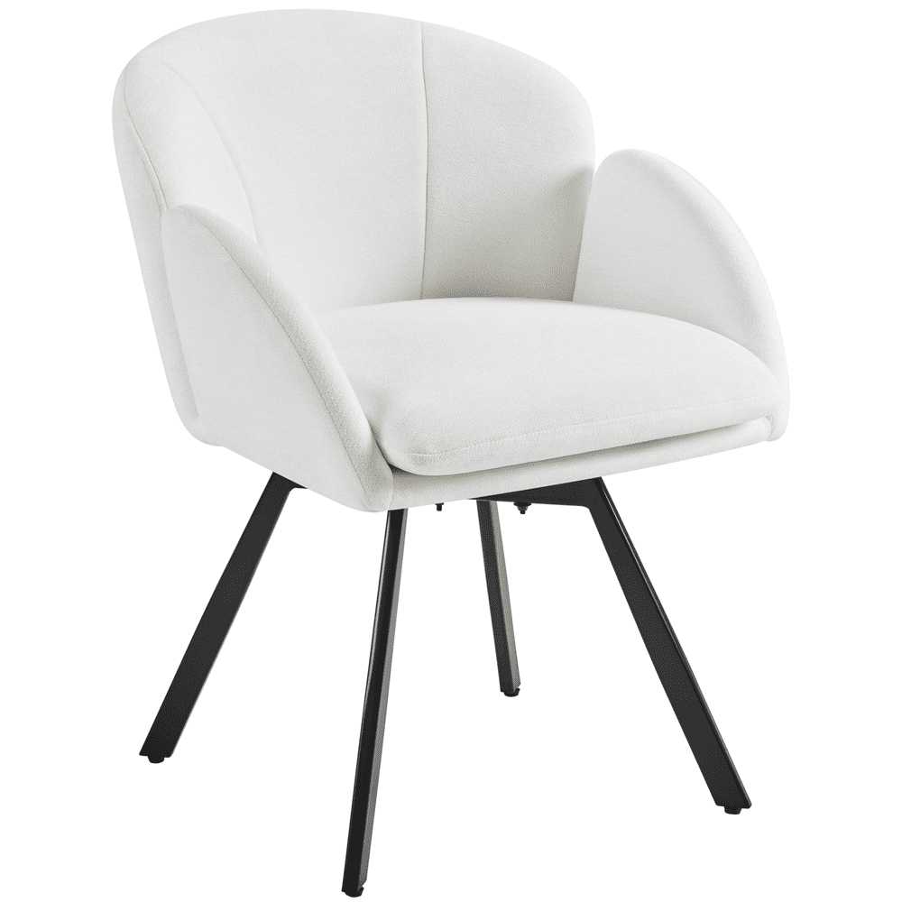 Yaheetech Flower Shaped Accent Chair with Removable Seat Cushion, White ...