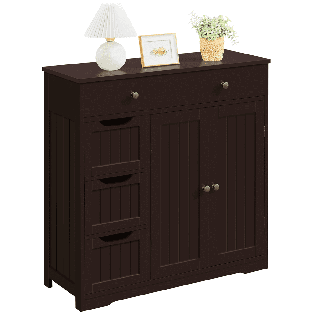 Yaheetech Wooden Storage Floor Cabinet with Drawers, Doors, and Shelves ...