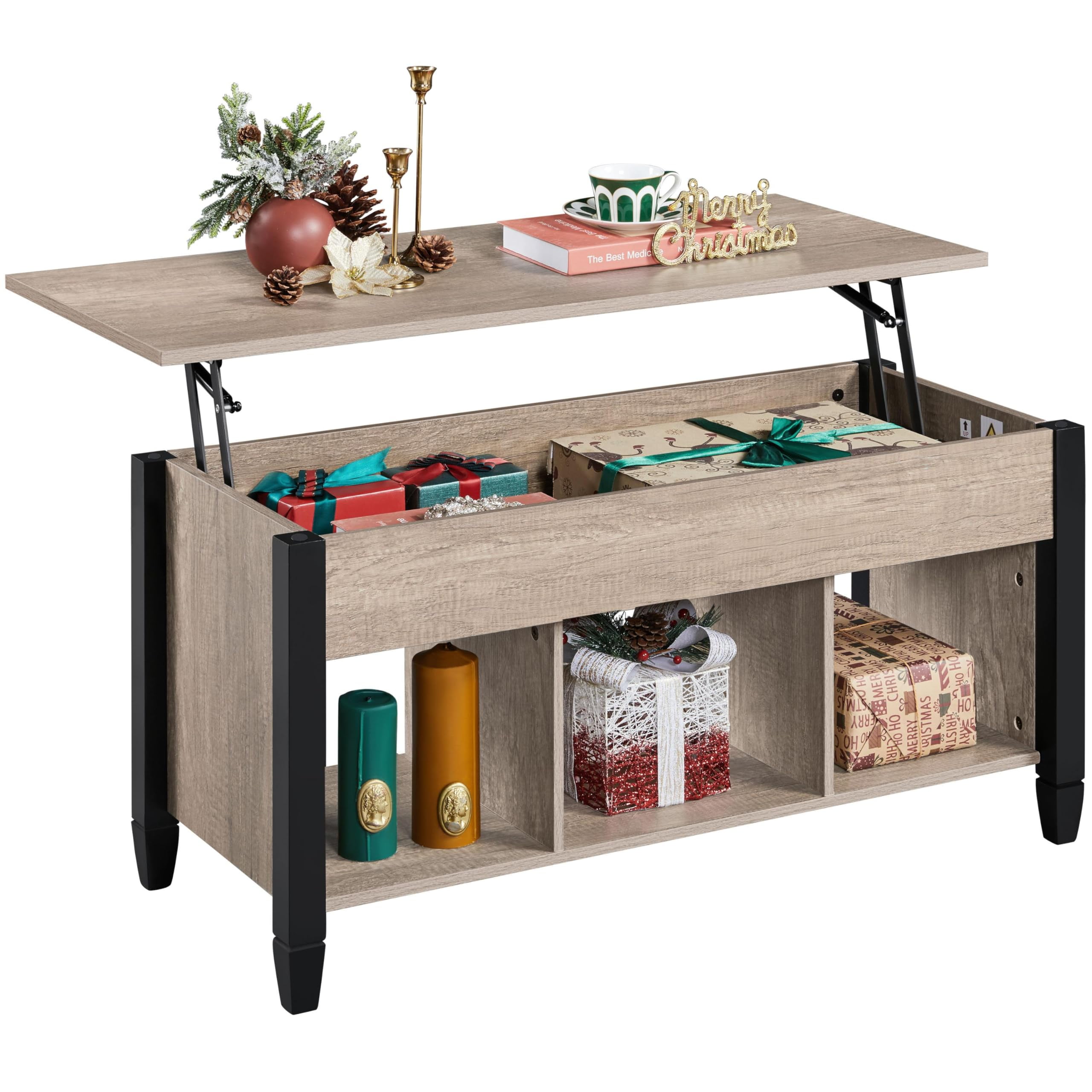 Yaheetech Gray Coffee Table, Lift Top Coffee Table with Hidden ...