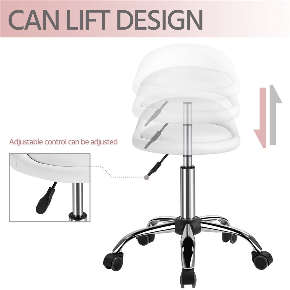 Yaheetech Height Adjustable Rolling Salon Stool Swivel Massage Stool ...