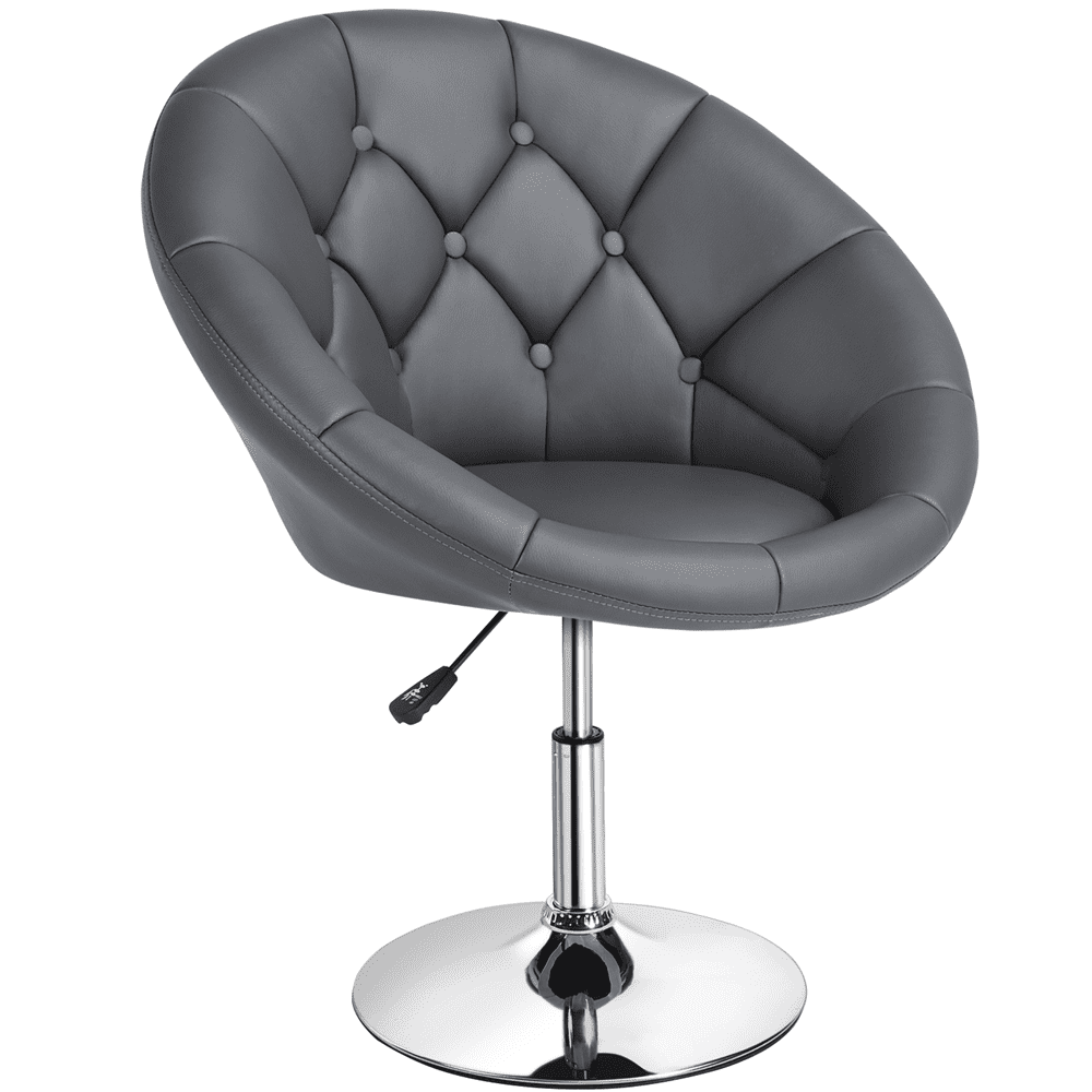 Yaheetech Height Adjustable Upholstered Tufted Accent Chair, Gray ...