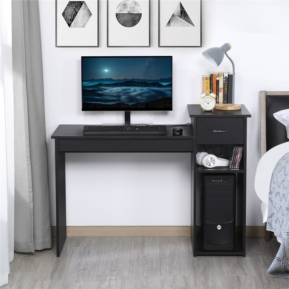 Yaheetech Home Office Computer Desk Laptop Table with Drawers Black ...