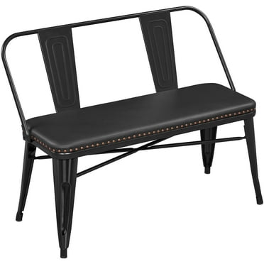 Alden Design Industrial Metal Dining Bench with Removable Backrest ...