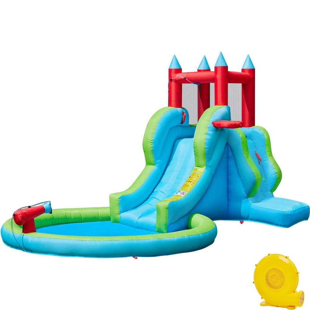 Yaheetech Inflatable Water Slide with Climbing Wall, Cyan - Walmart ...