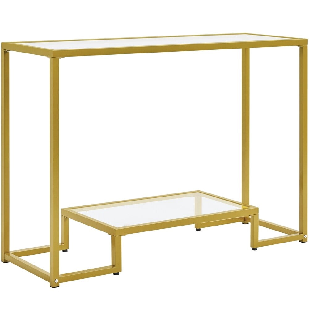Yaheetech Modern Tempered Glass Console Table Entryway Porch Gold ...