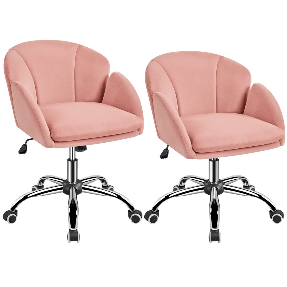 Yaheetech Set of 2 Elegant Velvet Desk Chairs, Upholstered Executive ...