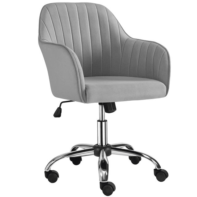 Yaheetech Modern Velvet Office Task Chair with Arms, Desk Wheels ...