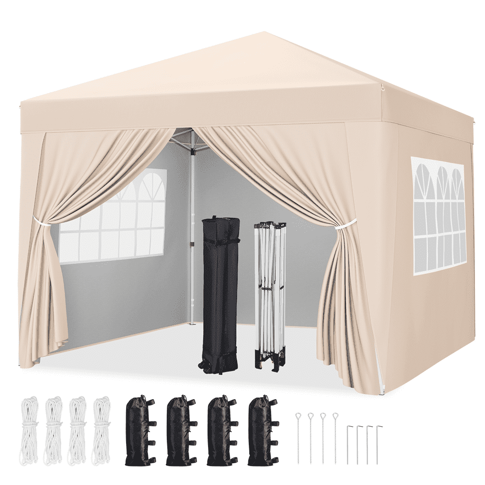 Yaheetech Outdoor 10x10ft Pop Up Canopy with Sidewall Mesh Window ...