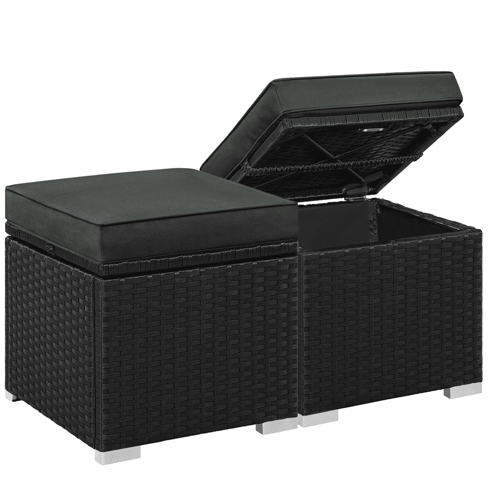 Yaheetech Outdoor Ottomans With Hidden Storage Set Of 2 Black Gray