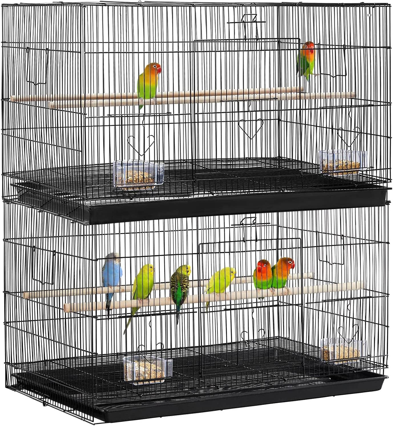 Yaheetech Pack of 2 Stackable Rectangle Breeding Flight Parakeet Bird ...