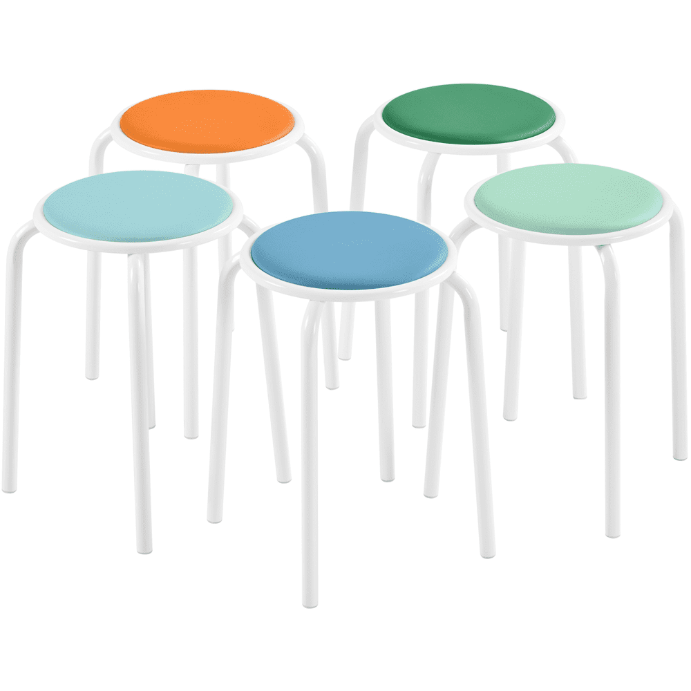 Yaheetech Pack of 5 Indoor 17.7'' H Assorted Color Padded Stackable Stools, 275 lb Capacity ...
