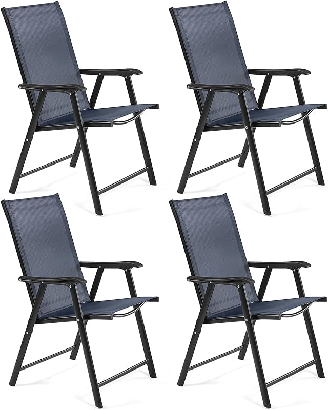 Yaheetech Patio Dining Chairs Set of 4 with Armrests, Outdoor Folding ...