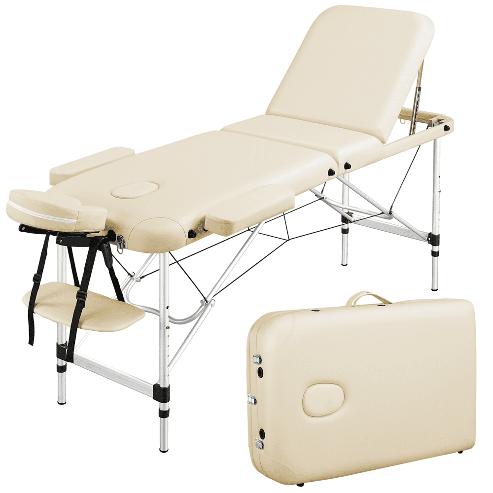 Yaheetech Professional 3 Fold Massage Table with Backrest/Headrest ...