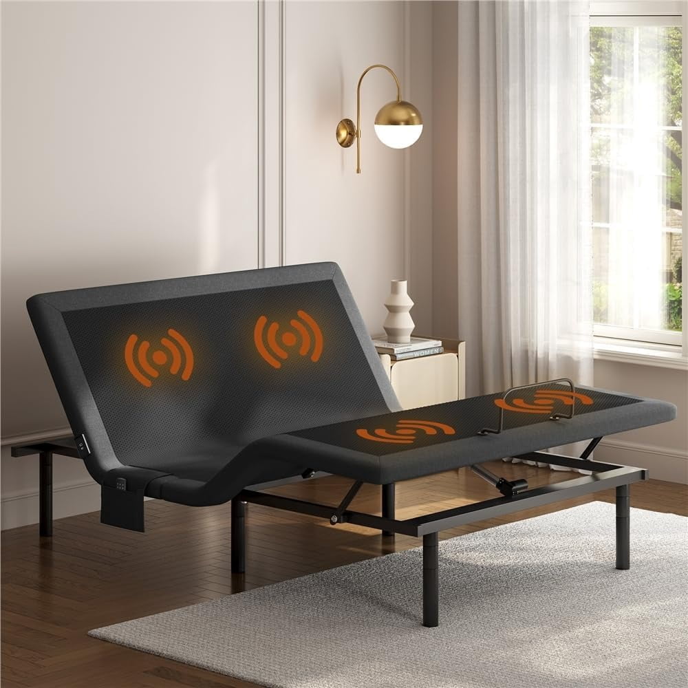 Yaheetech Queen Size Bed Frame with Wireless Remote, Massage ...