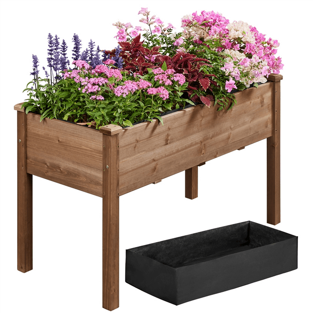 Yaheetech Outdoor Elevated Wooden Flower Box Rectangle Fir Wood Raised