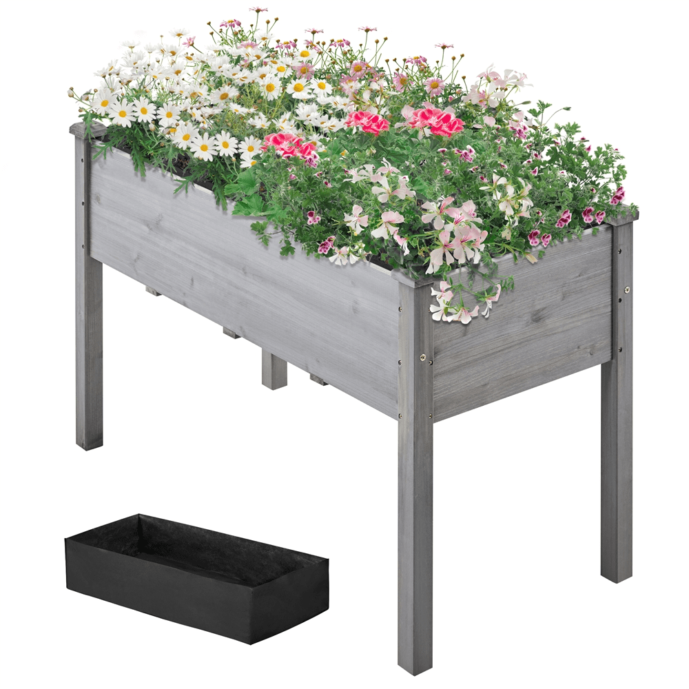 Yaheetech Outdoor Wooden Elevated Rectangle Fir Wood Raised Garden Bed ...