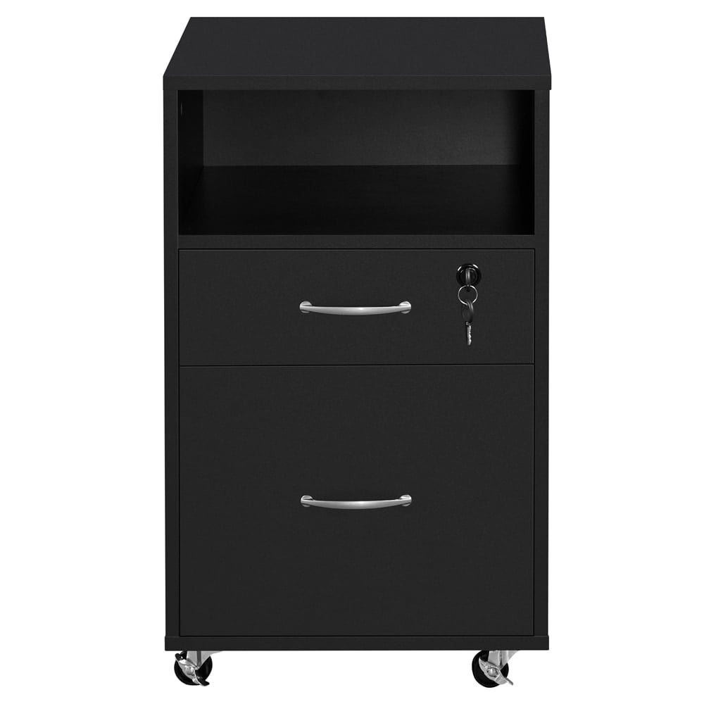 Yaheetech Rolling File Cabinet with 2 Drawers and 1 Open Shelf Filing ...