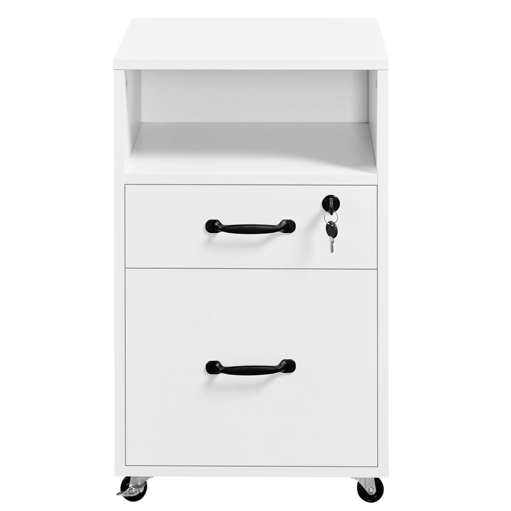Yaheetech Rolling File Cabinet with 2 Drawers and 1 Open Shelf Filing ...