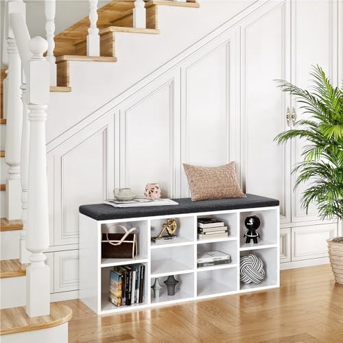 Yaheetech Shoe Bench, Shoe Storage Cabinet with Adjustable Shelves ...