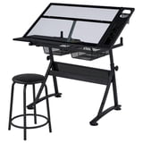 Yaheetech, Drafting Table, Adjustable Height, with Stool and Drawers ...