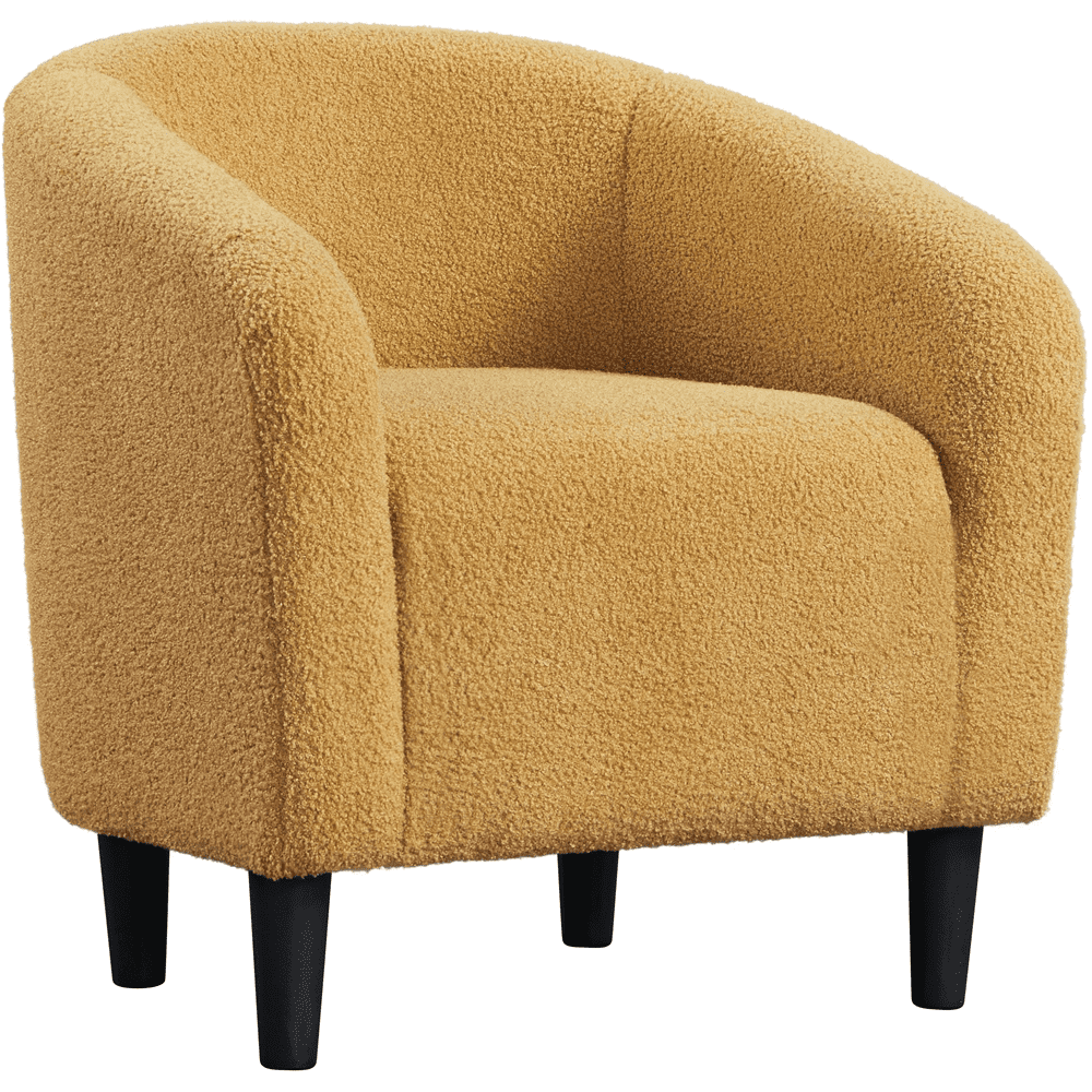 Yaheetech Upholstered Boucle Club Chair Accent Barrel Chair,Mustard ...
