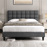 Zinus Amelia 41" Wood Platform Bed Frame with Upholstered Headboard ...
