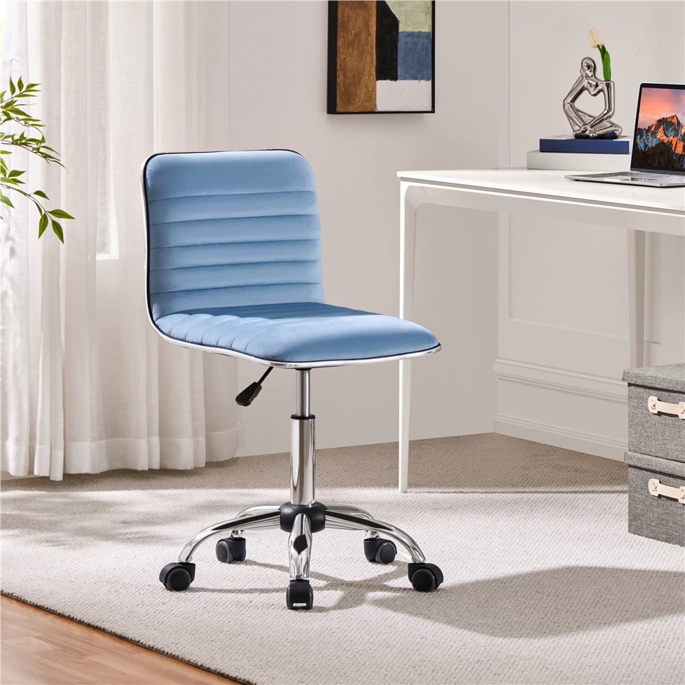 Yaheetech Velvet Armless Low Back Desk Chair with Wheels and Adjustable ...
