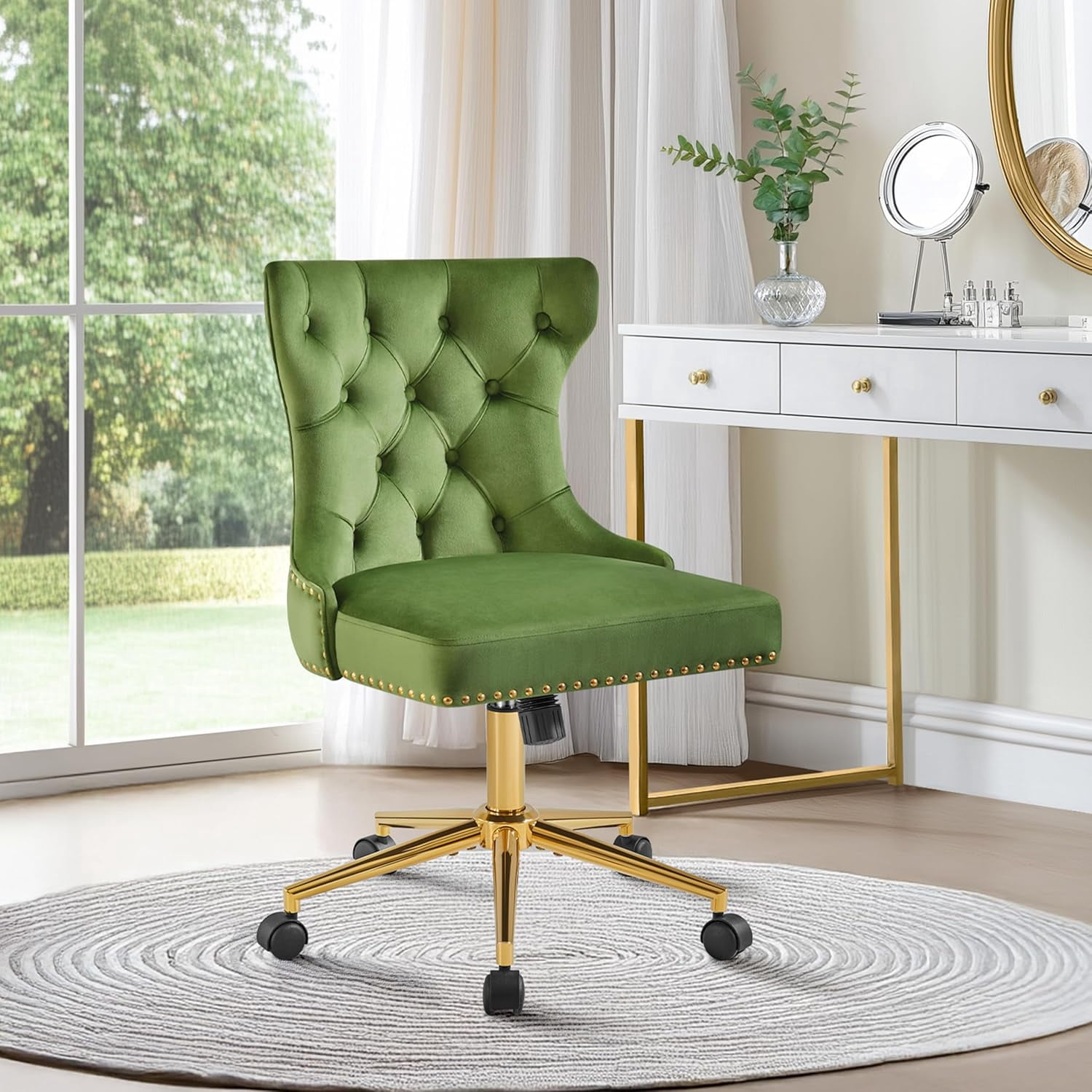 Yaheetech Velvet Home Office Desk Chair with Back, Cute Armless Vanity ...