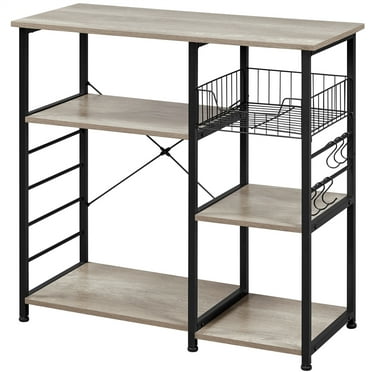 VASAGLE Kitchen Island Storage Shelf & Wine Bar Cart, Metal Frame ...