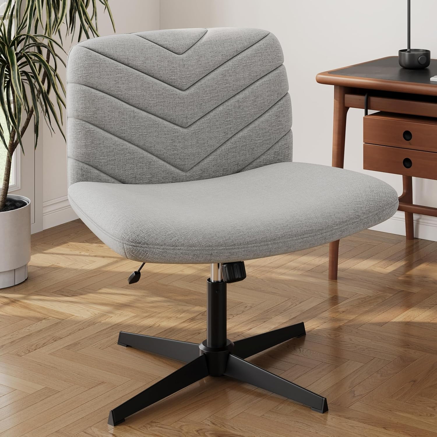 Yaheetech Wide Criss Cross Chair with No Wheels, Comfy Armless Cross ...