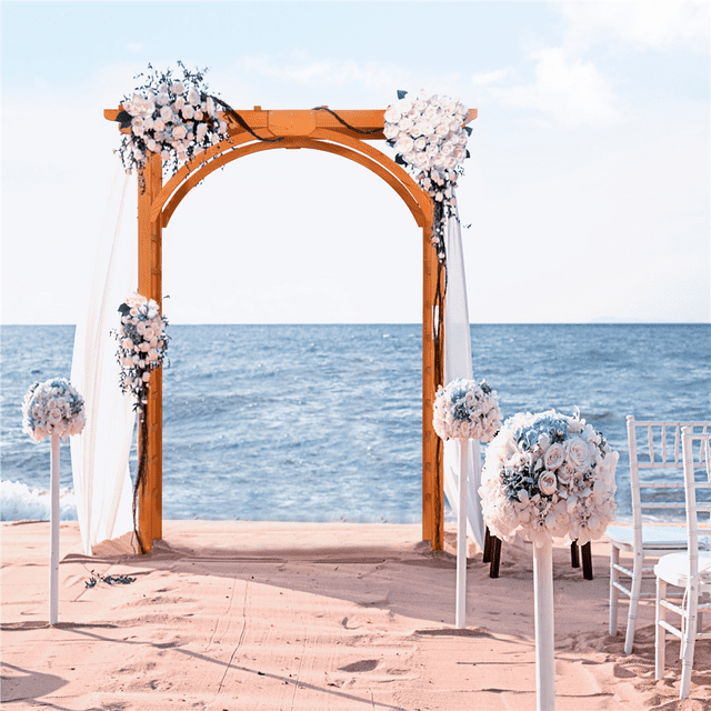 Yaheetech Wooden Garden Arbor Arch with Metal Reinforcement, Decoration ...