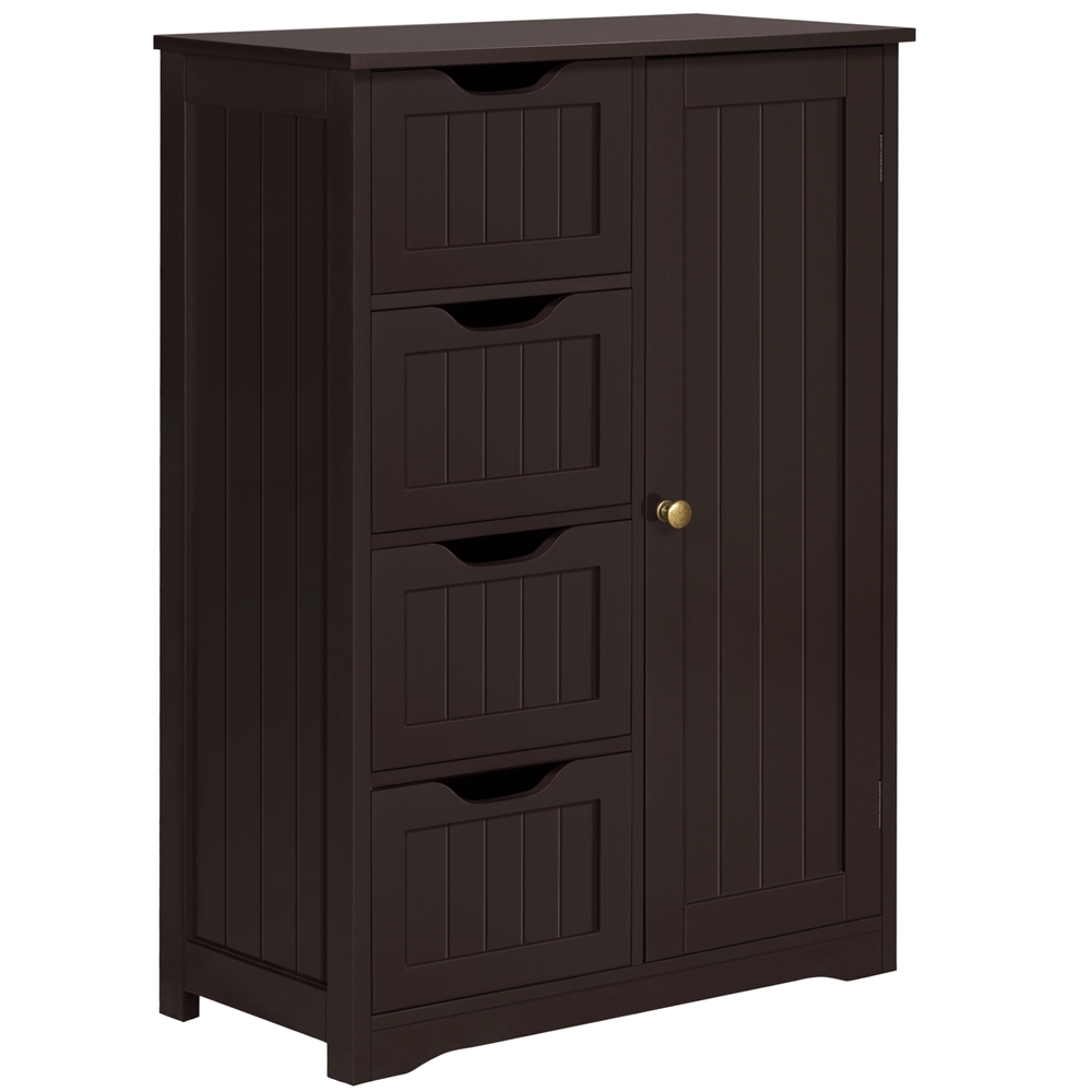 Yaheetech Wooden Cabinet Storage Unit with 4 Drawers & Cupboard for ...