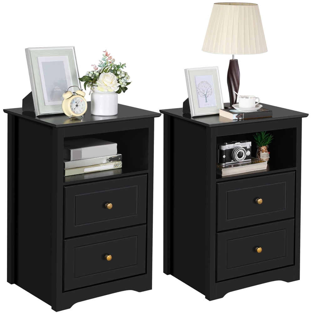 Free Shipping! Yaheetech Wooden Nightstand with Storage Drawers and ...