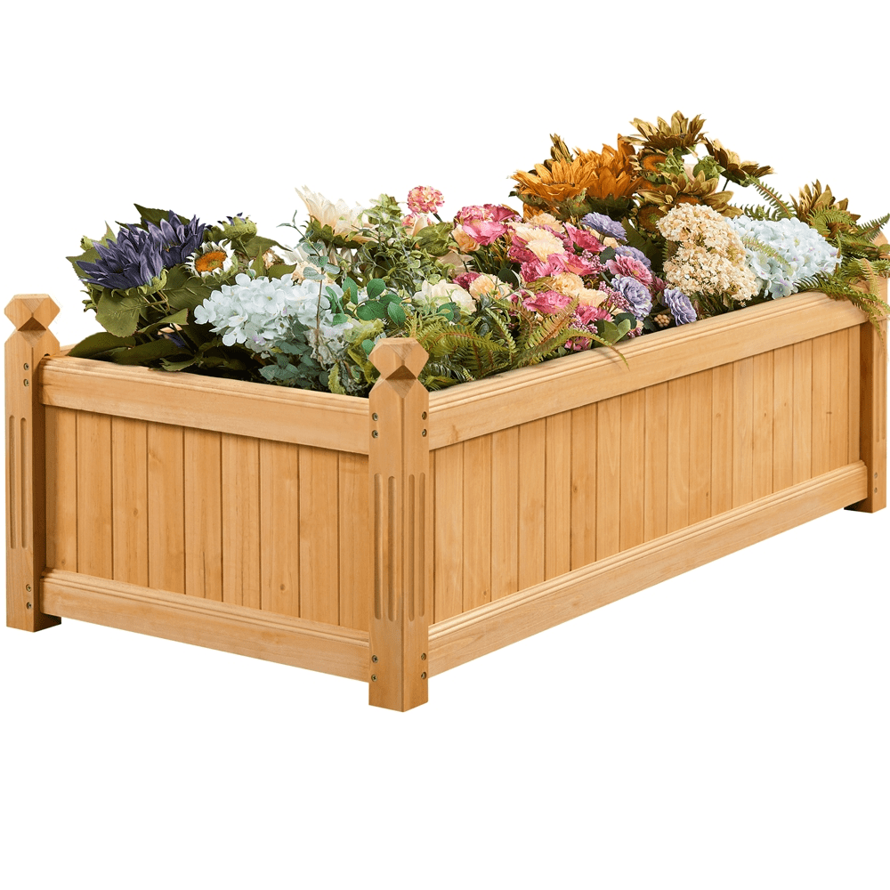 Yaheetech Wooden Rectangular Garden Bed Raised Planter Box for Yard ...