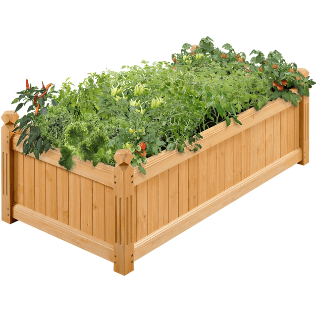 Yaheetech Natural Fir Wood Raised Garden Bed Planter Box for Flowers ...