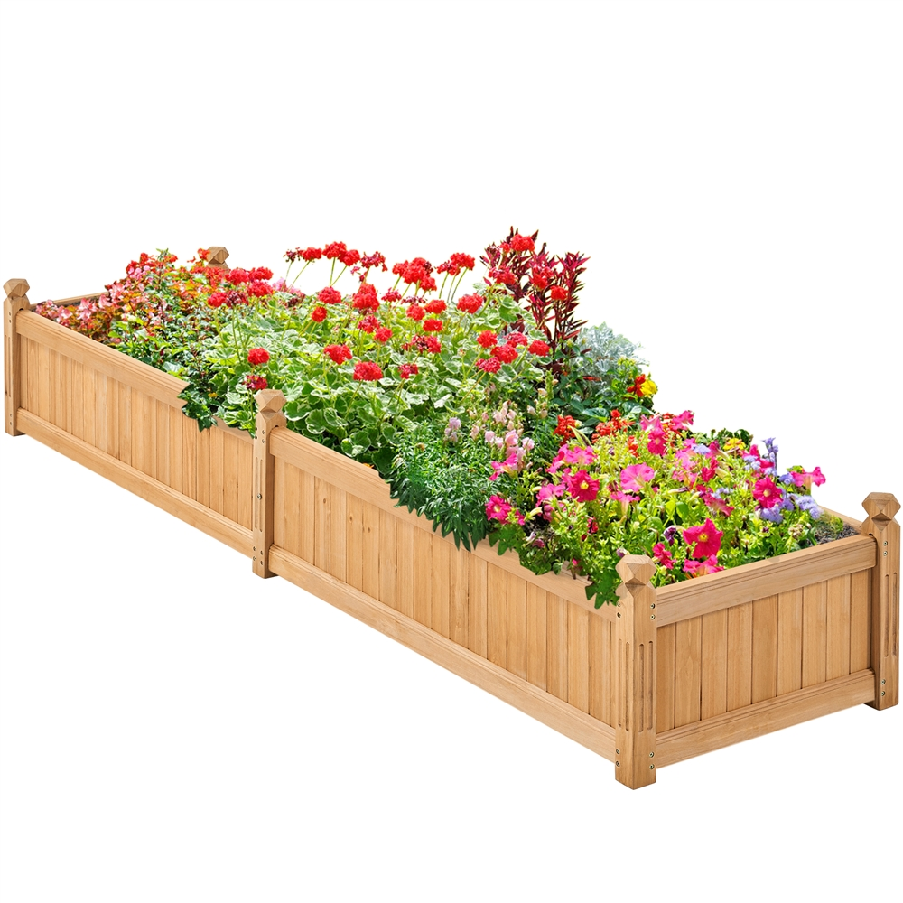 Yaheetech Wooden Rectangular Raised Garden Bed Planter Box,Light Brown ...