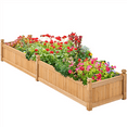 Yaheetech Wooden Rectangular Raised Garden Bed Planter Box,Light Brown ...