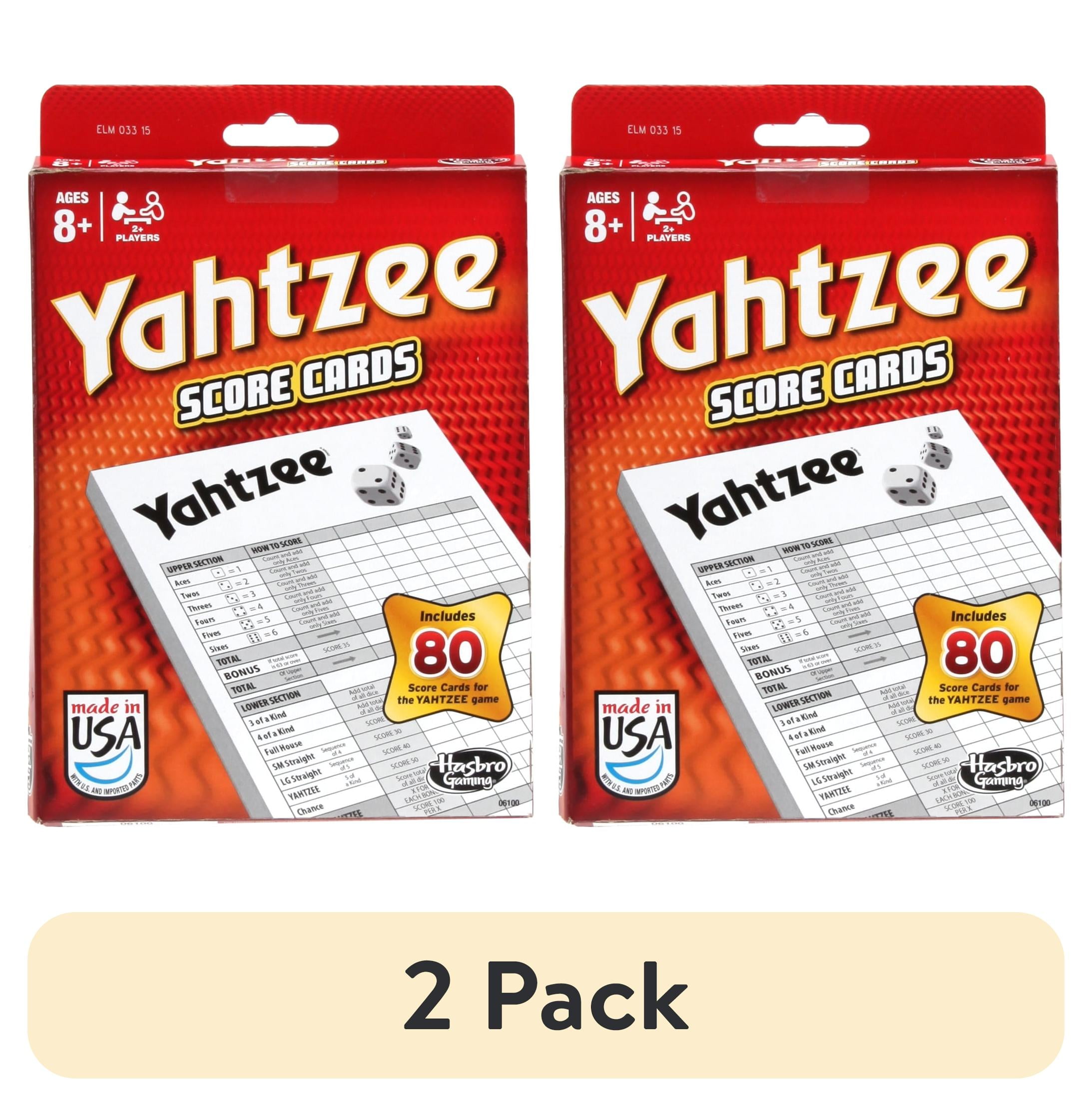 (2 pack) Yahtzee Game Score Pad, Includes 80 Score Cards - Walmart.com