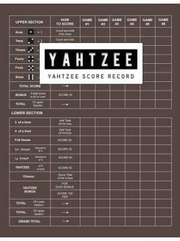 Yahtzee Score Record : Yahtzee Games Record Score, Scoresheet Keeper ...