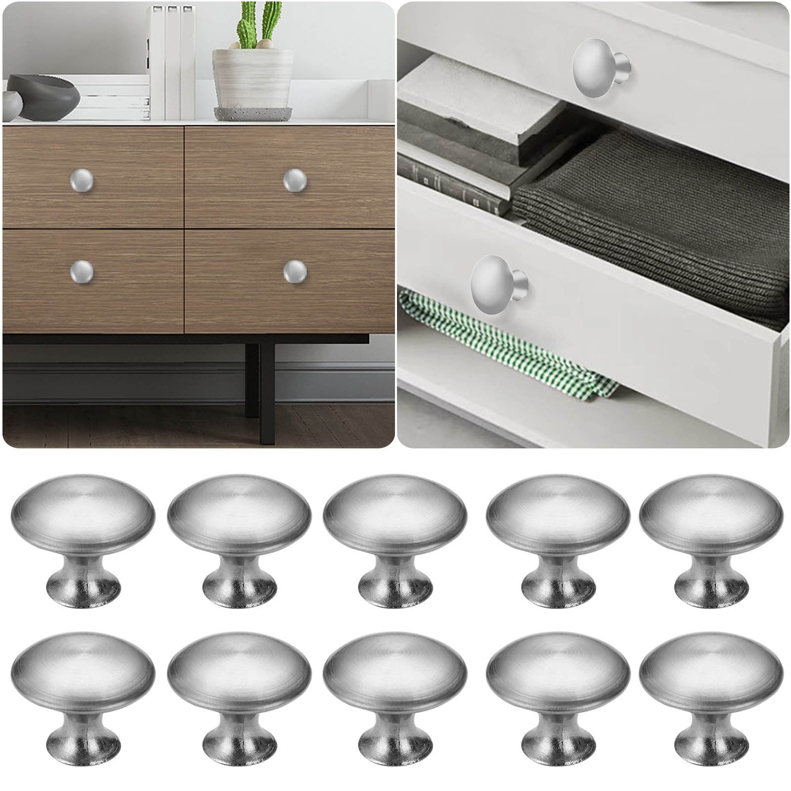 Yaiewey 10pcs Kitchen Cabinet Knobs, Brushed Satin Nickel Drawer ...