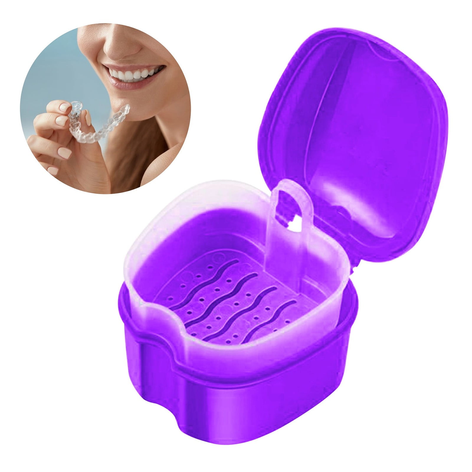 Yaiewey Denture Cup,Denture Case,Denture Bath Case Cup Box Holder ...