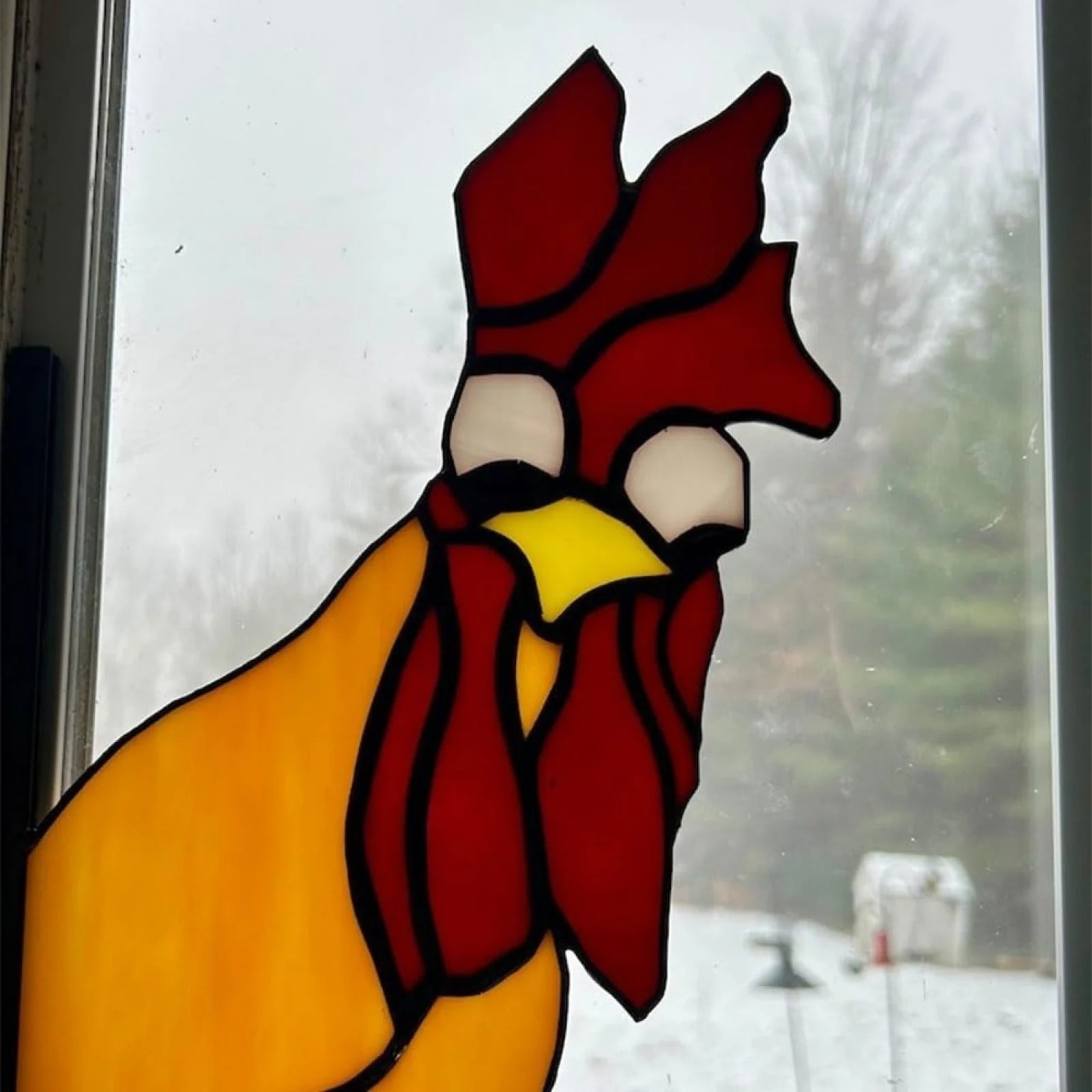 Yaiewey Funny Window Corner Decor-Peeping Rooster, Funny Stain Acrylic ...