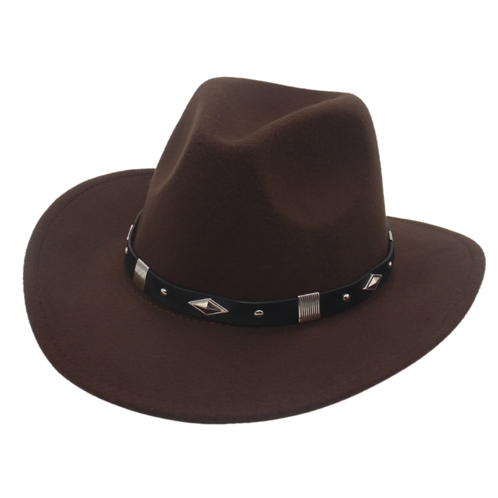Yajing Cowboy Hat Men Brown One Size Bowler Hat with Belt Buckle ...