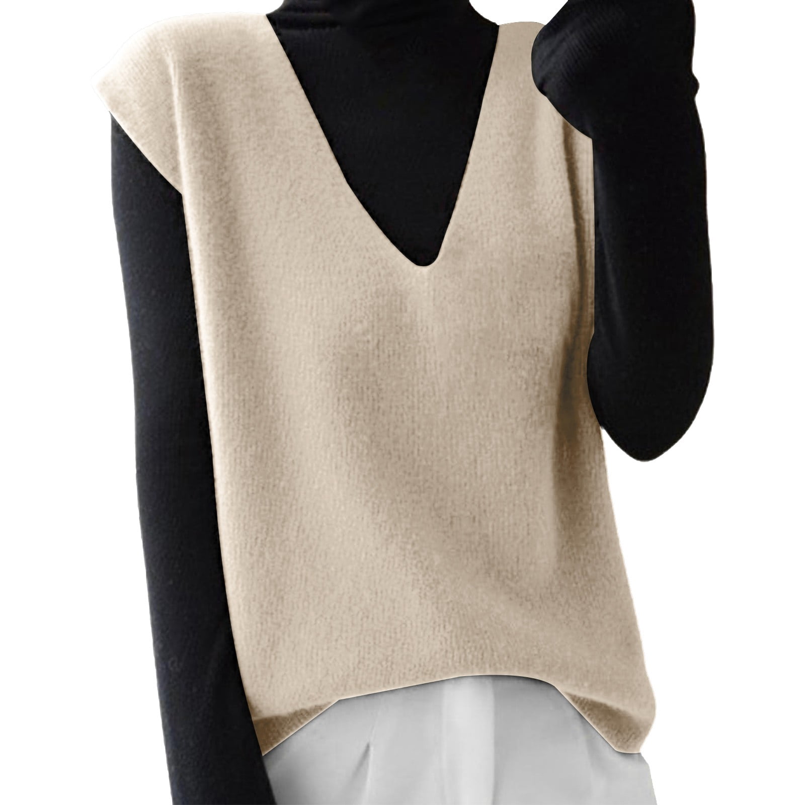Yajing Pullover Sweaters for Women Xxl Beige Women Knitted Sweater Vest ...