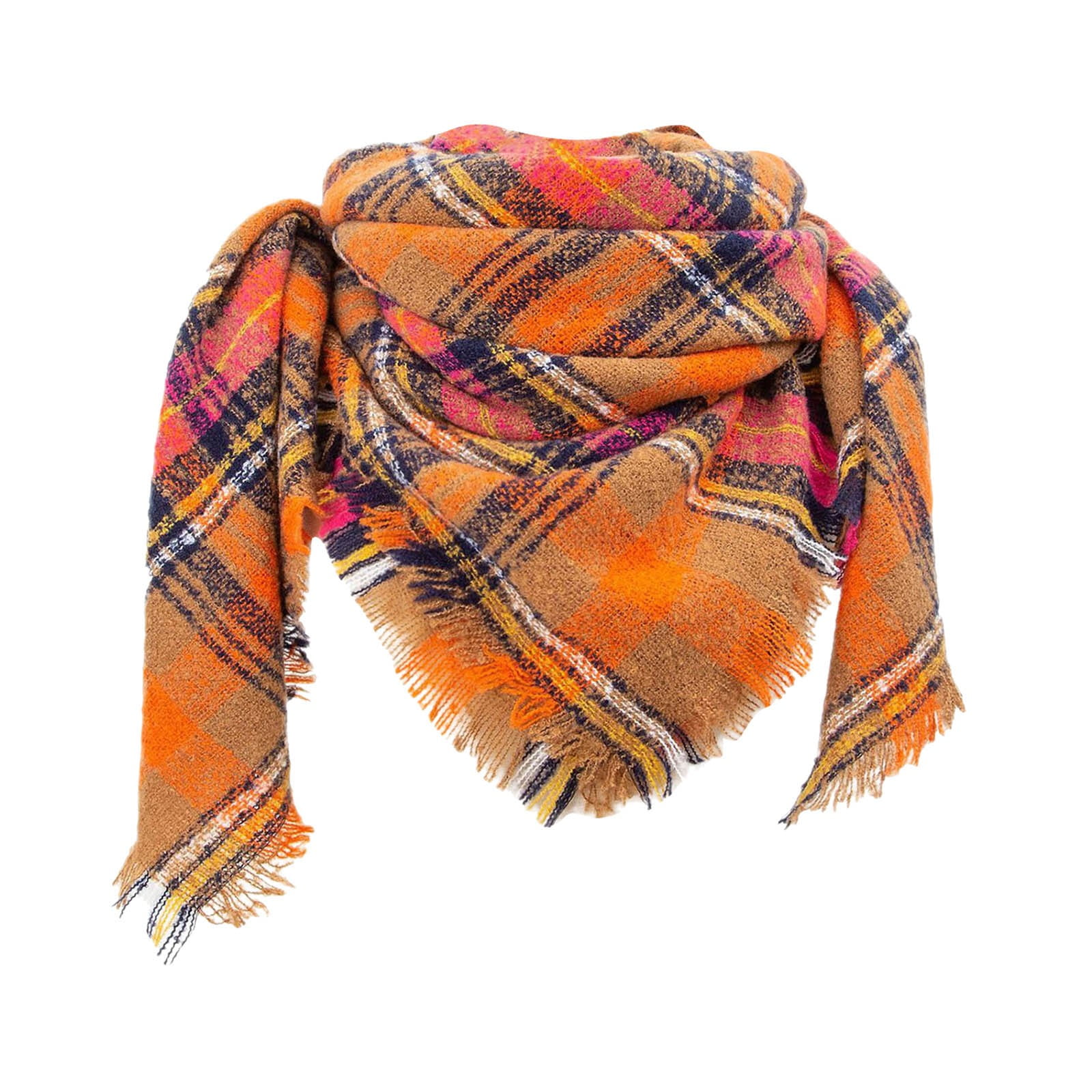 Yajing Scarf for Women Orange A Ladies' Plaid New Thorn Square Scarf ...